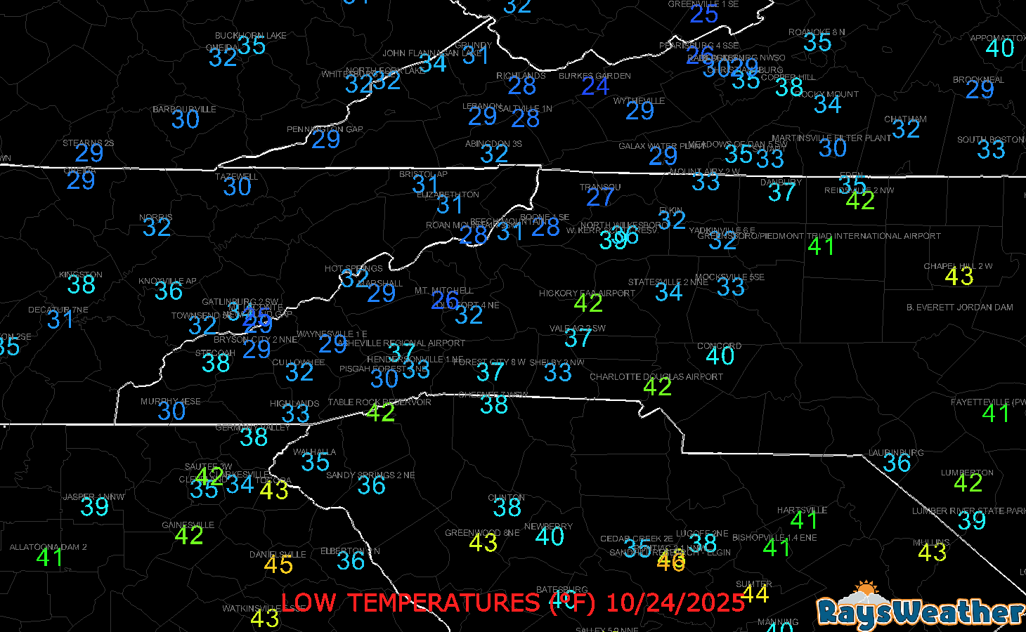 Here is a look at the morning low temperatures around the region. It ...
